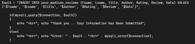 SQL Database Walkthrough
