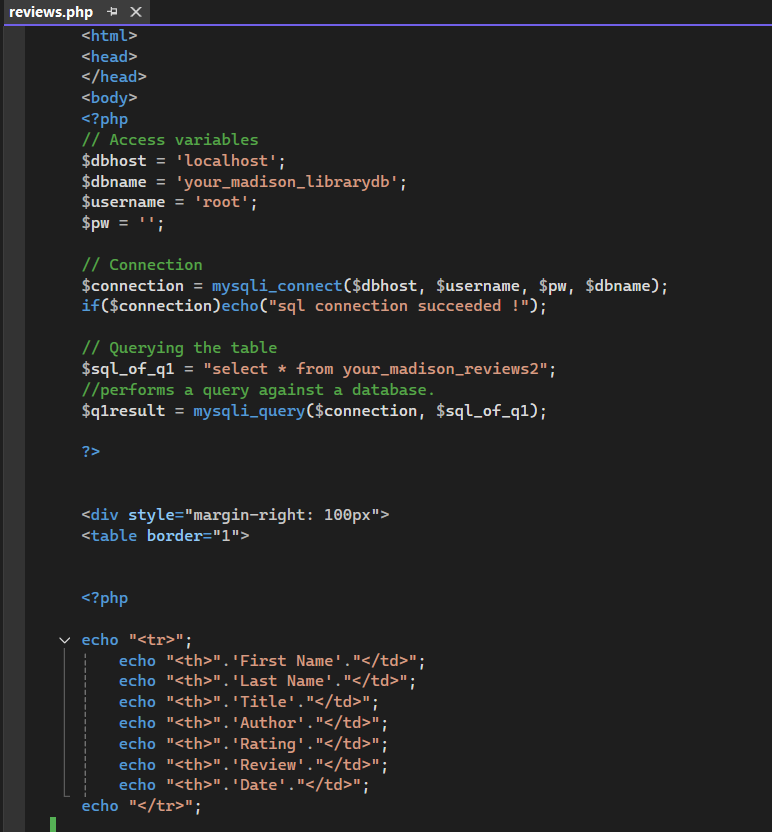 SQL Database Walkthrough